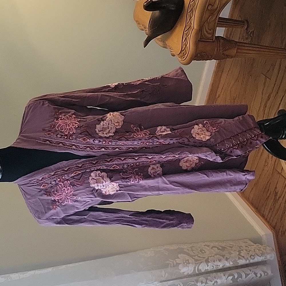 Driftwood Abby Embroidered Duster Cardigan - Gem